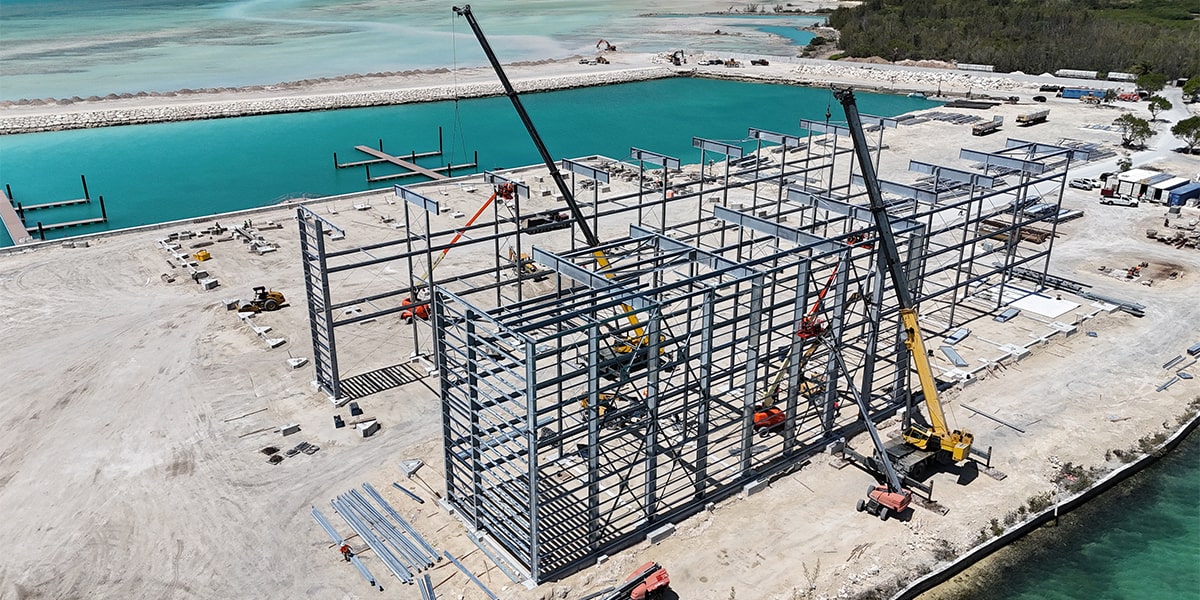 Significant Progress at Legendary Blue Water Cay’s Dry Storage Facility